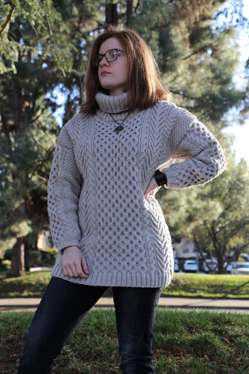 Light Grey Womens Winter Sweater. Handknitted Cozy Sweater. Womens ...