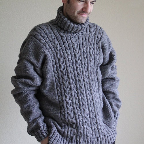 Grey Men's Sweater. Hand Knitted Men's Sweater. - Etsy
