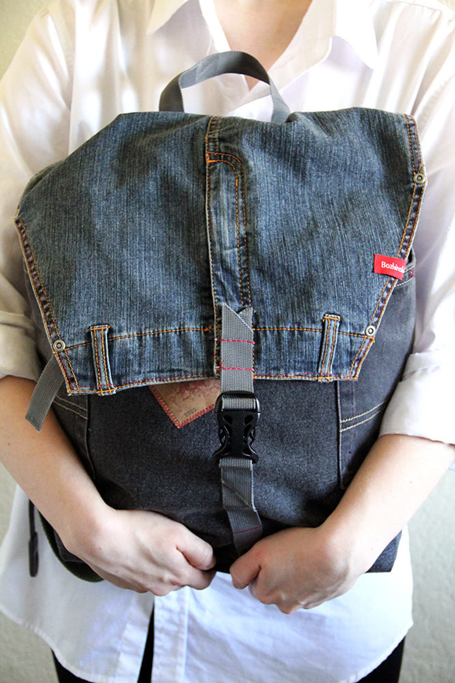 Denim Backpack Denim Boho Bag Patchwork Bag Denim Hippie - Etsy
