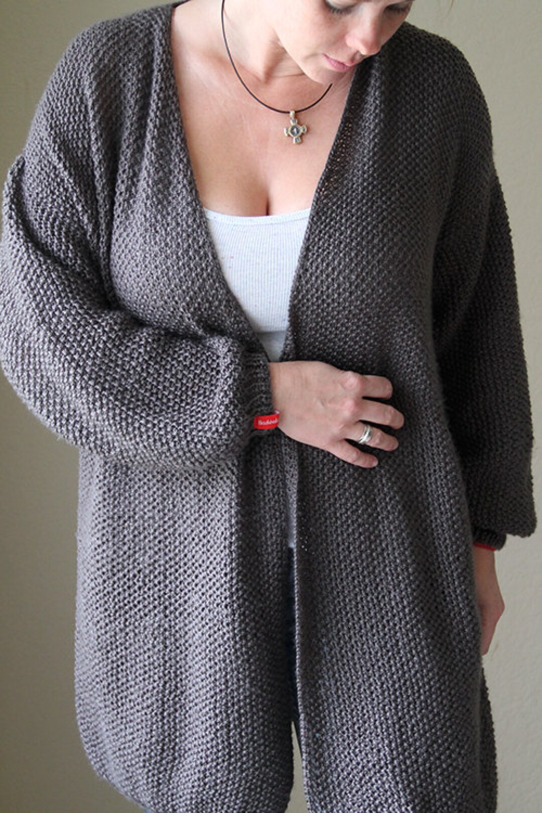 Grey Knitted Cardigan, Oversized Cardigan, Women Coat Jacket, Handmade ...