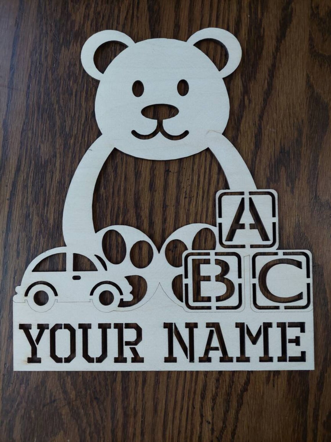 Personalized Wood Teddy Bear Wall Sign Bedroom Door Sign. Baby - Etsy