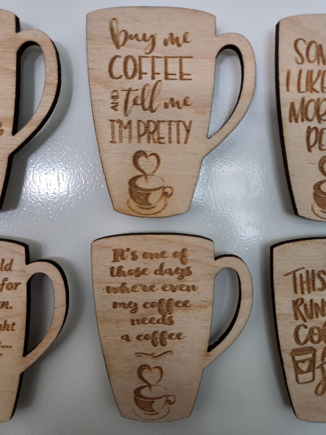 Set of 6 Laser Engraved Wood Refrigerator Magnets - Etsy