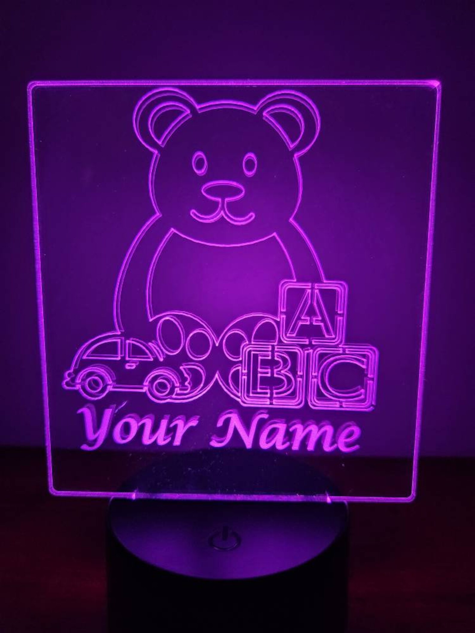 Personalized Teddy Bear With Blocks LED Lamp/night Light / Nursery ...