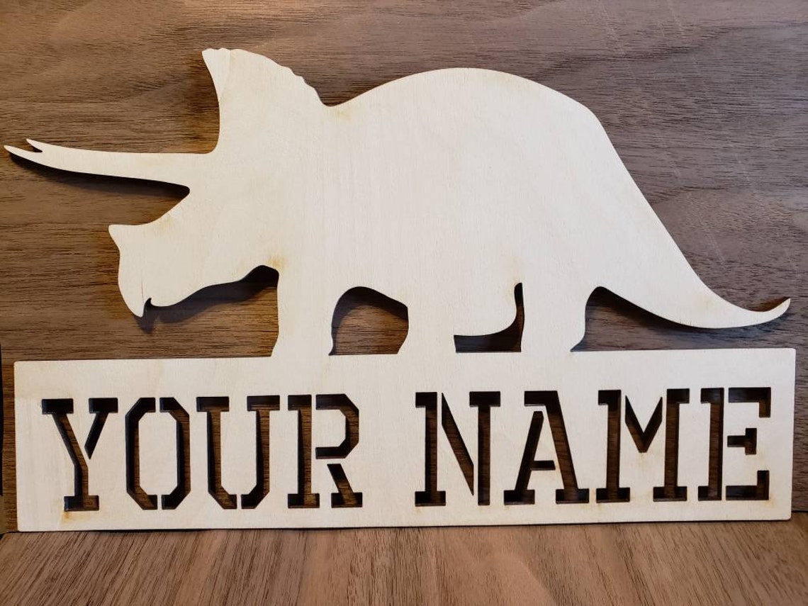 Personalized Wood Dinosaur Wall Sign Tri - Etsy