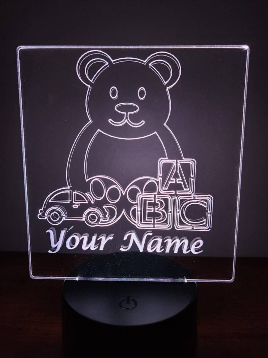 Personalized Teddy Bear With Blocks LED Lamp/night Light / Nursery ...