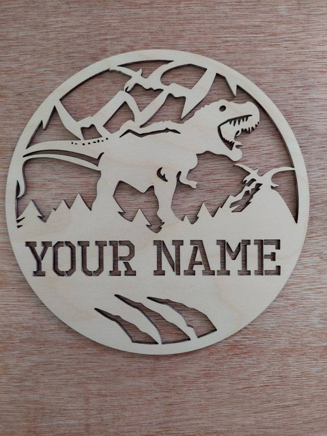 Personalized Wood Dinosaur Wall Sign Bedroom Door Sign. T Rex. T Rex #1 ...