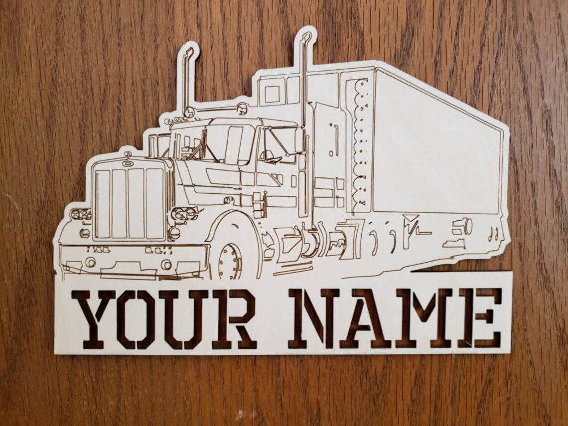 Personalized Wood Semi Truck Wall Sign Bedroom Door Sign - Etsy
