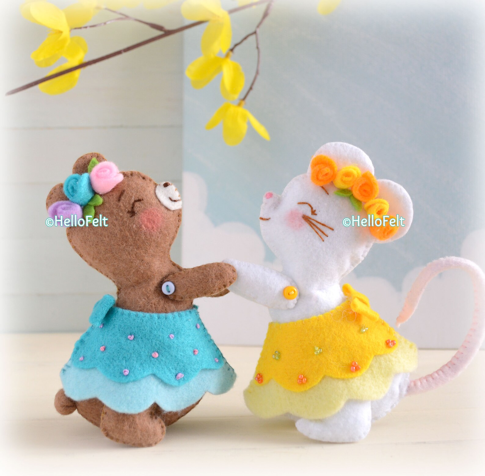 PDF PATTERN: Set of 4 Spring Bear Bunny Kitty and Mouse. - Etsy