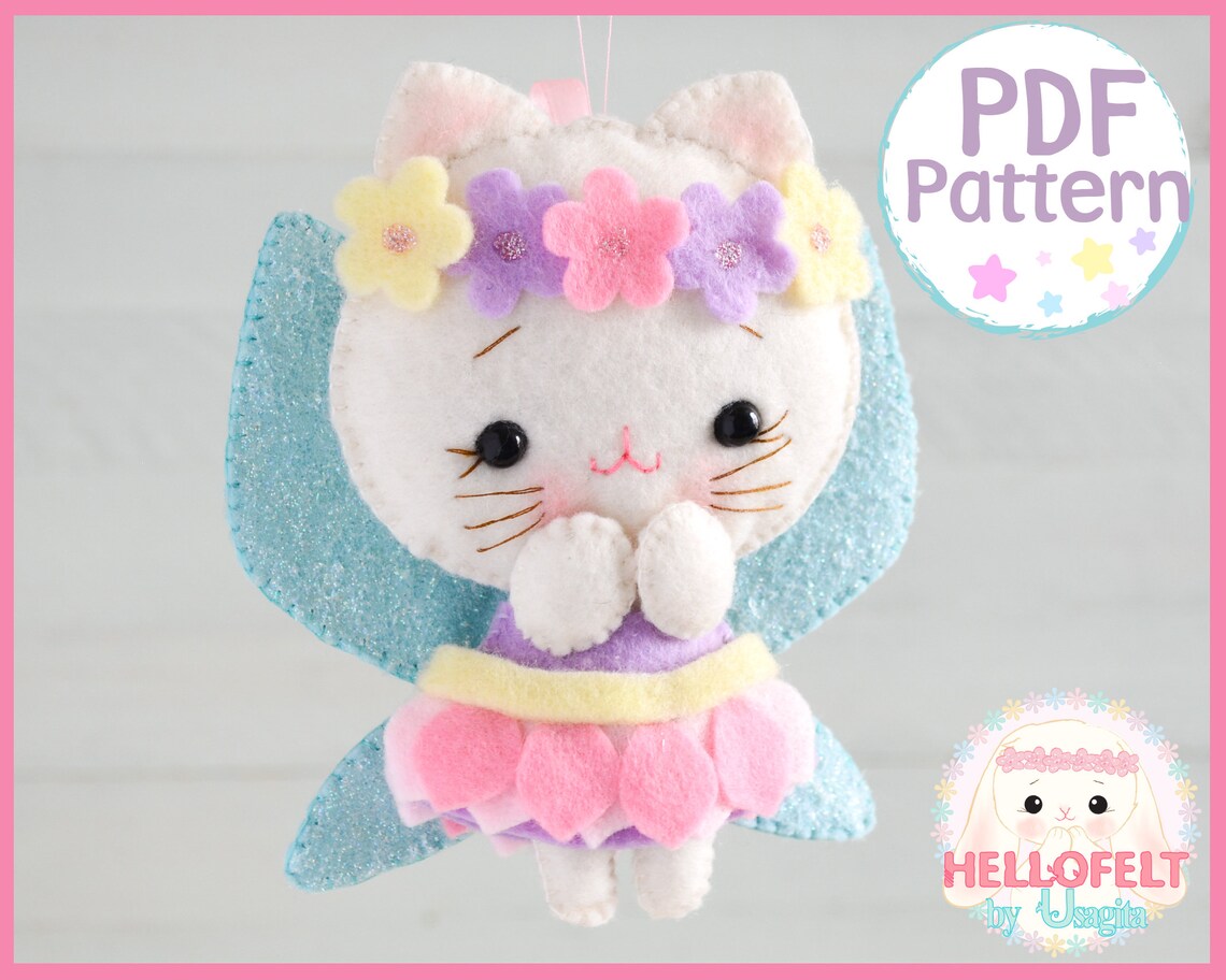 PDF PATTERN: Kitty Fairy. Felt Cat Pdf Pattern, Felt Kitty Pattern - Etsy
