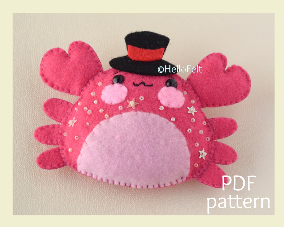 PDF PATTERN: Set of 3 Felt Sea Animals Whale Crab Turtle. | Etsy