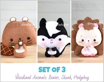 PDF PATTERN: Set of 3 Woodland Animals Fox Owl Raccoon | Etsy