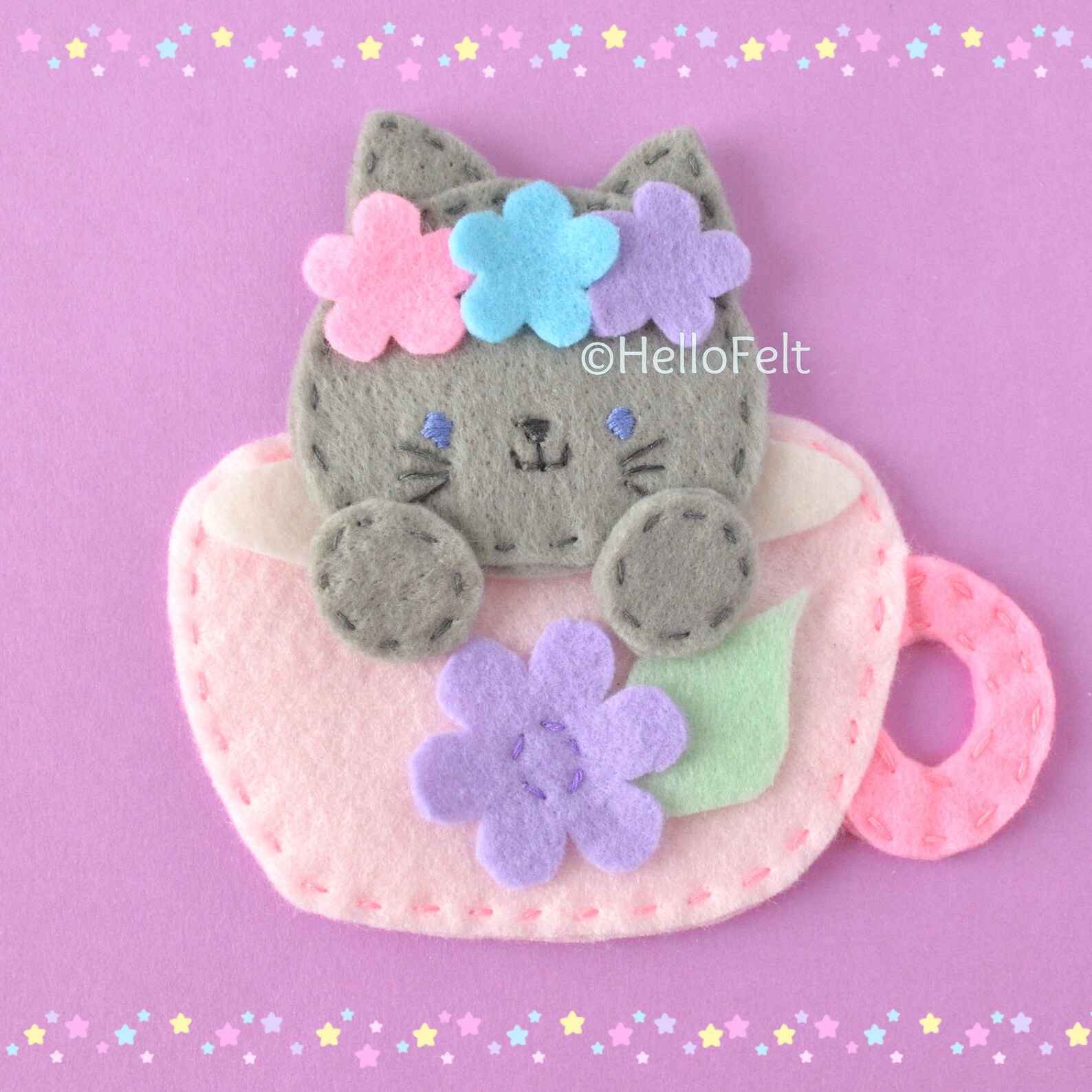 PDF PATTERN: Felt Garden Tea Party (set of 5) Tutorial and Pattern ...