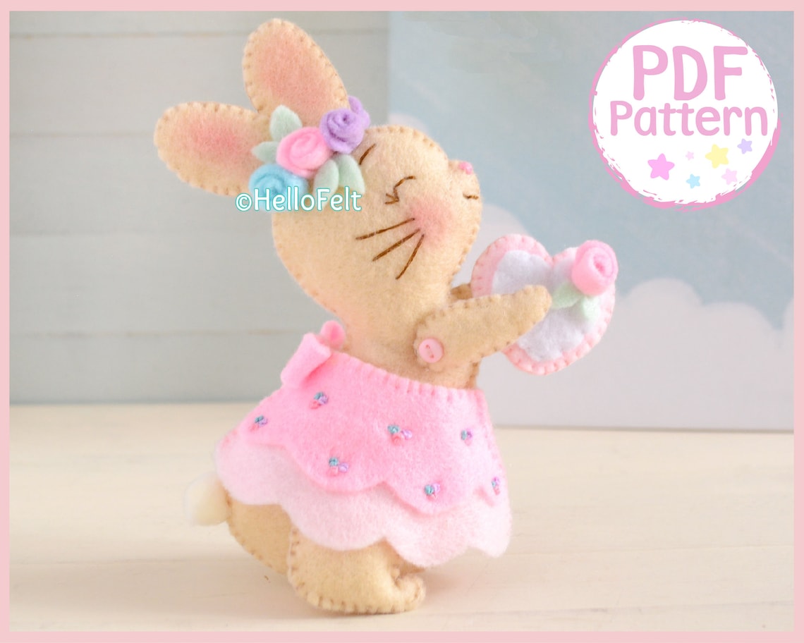 PDF PATTERN: Spring Bunny. Felt Bunny Plush PDF Pattern. - Etsy