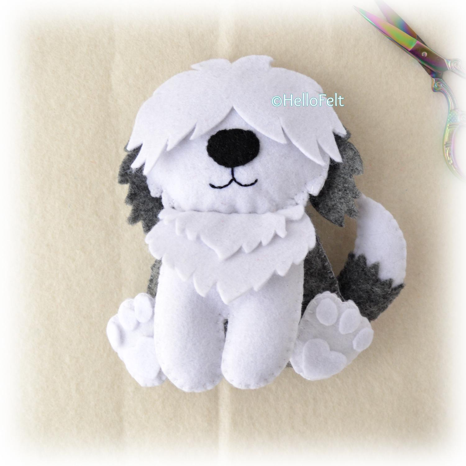 PDF + SVG PATTERN: Old English Sheepdog Felt Dog Pattern. Felt Cute Dog ...