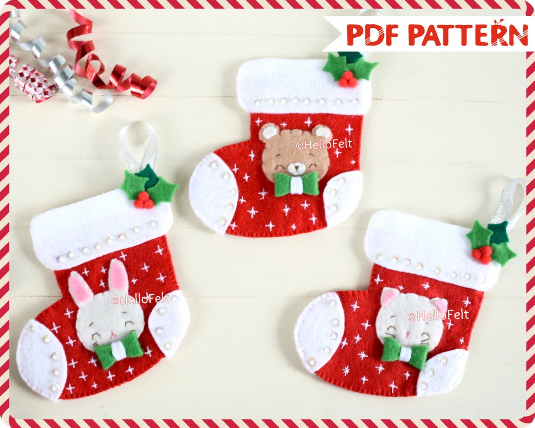 PDF PATTERN: Felt Christmas Stockings. Felt Animal Pattern. - Etsy
