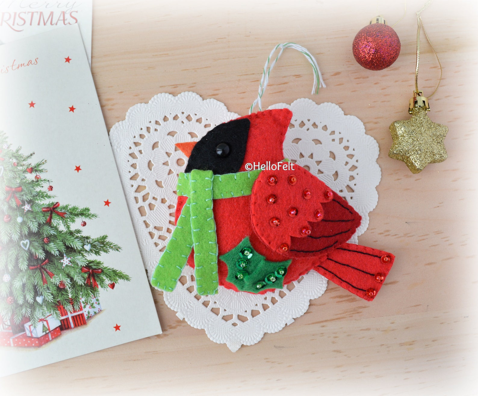 PDF + SVG PATTERN: Felt Cardinal and Birdhouse Garland. Felt Christmas ...