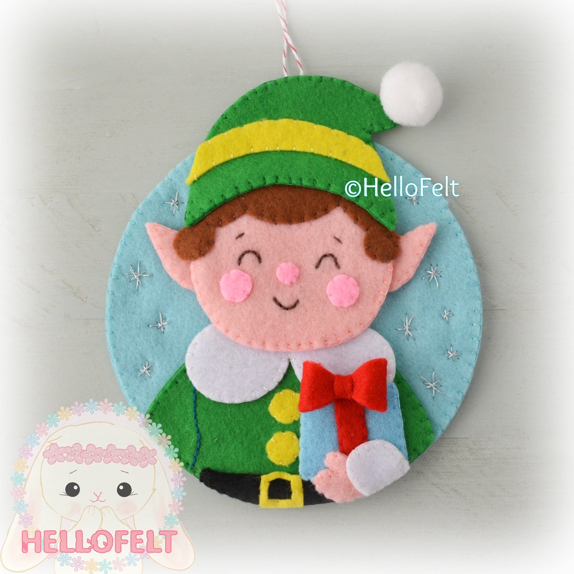 MOTIF PDF & SVG : boule de Noël elfe en feutre. Motif de décorations de ...