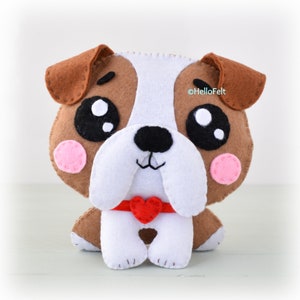 Felt Bulldog Sewing Pattern: Cute Dog, PDF & Svgfelt Dog Pattern. - Etsy