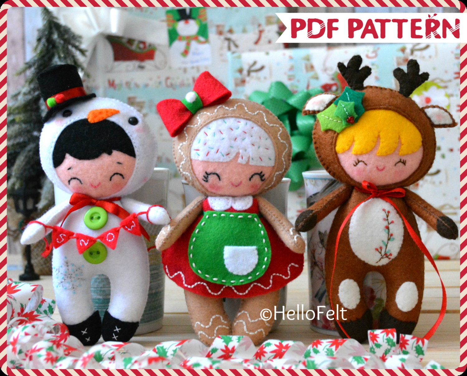 PDF PATTERN: Set of 3 Felt Christmas Ornaments Snowboy - Etsy