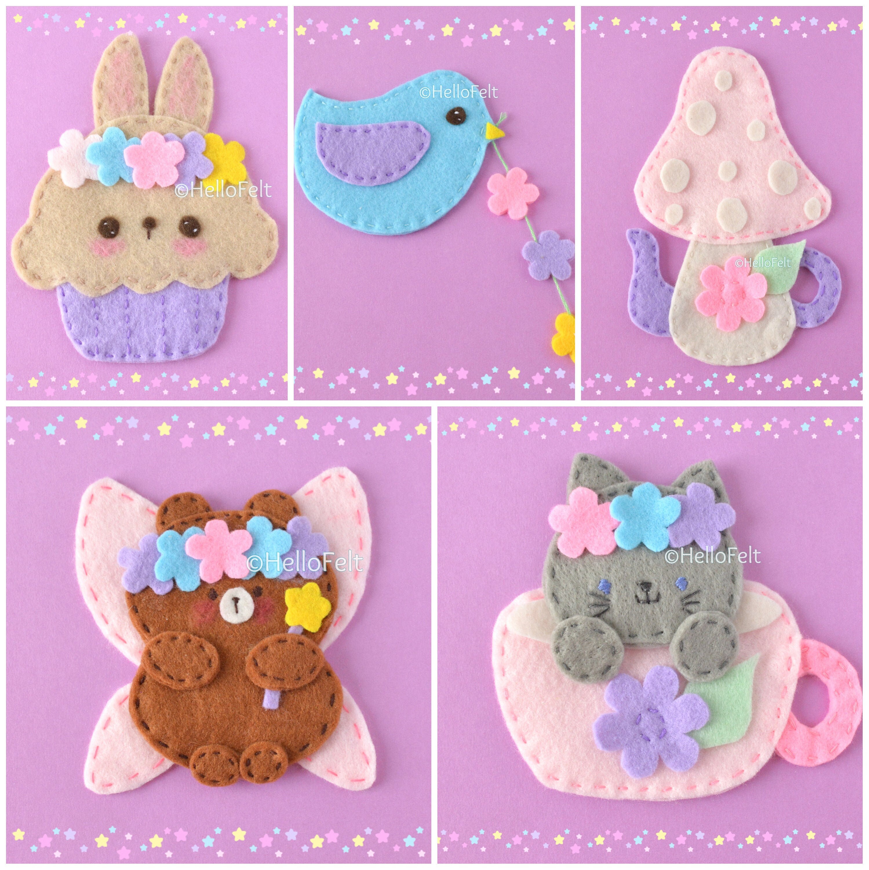 PDF PATTERN: Felt Garden Tea Party (set of 5) Tutorial and Pattern ...