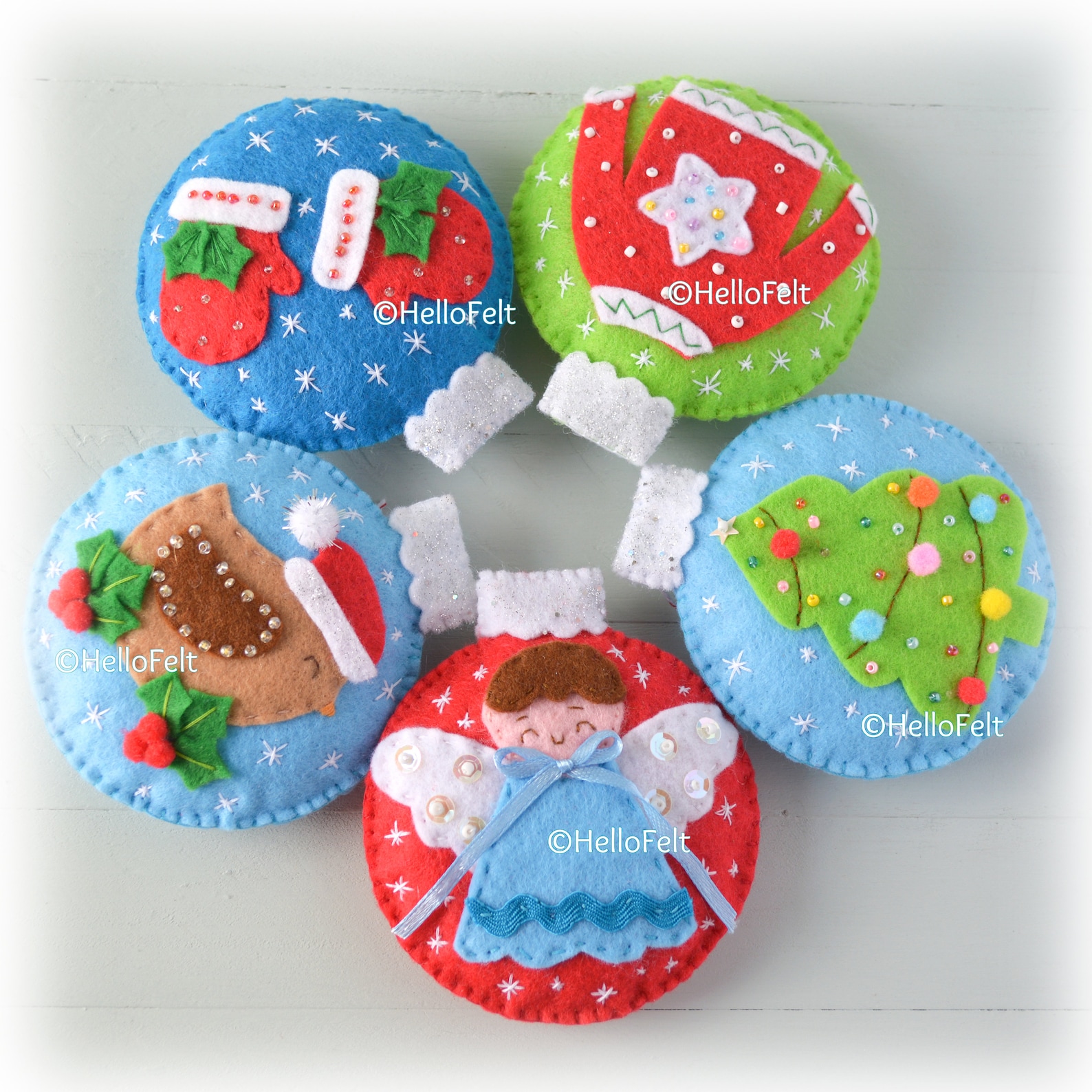 PDF PATTERN: Christmas Baubles. Felt Christmas Ornaments Pattern. Tree ...