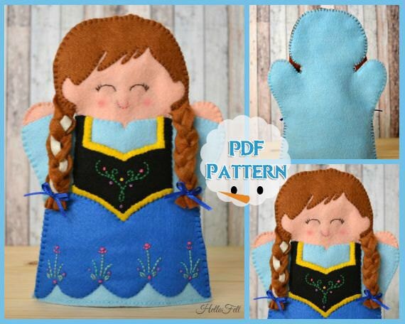 PDF PATTERN: Princess Hand Puppet, Instant Download, Felt Hand Puppet ...