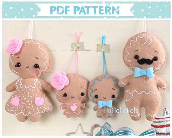 PDF PATTERN: Gingerbread Man and Family. Felt Christmas - Etsy