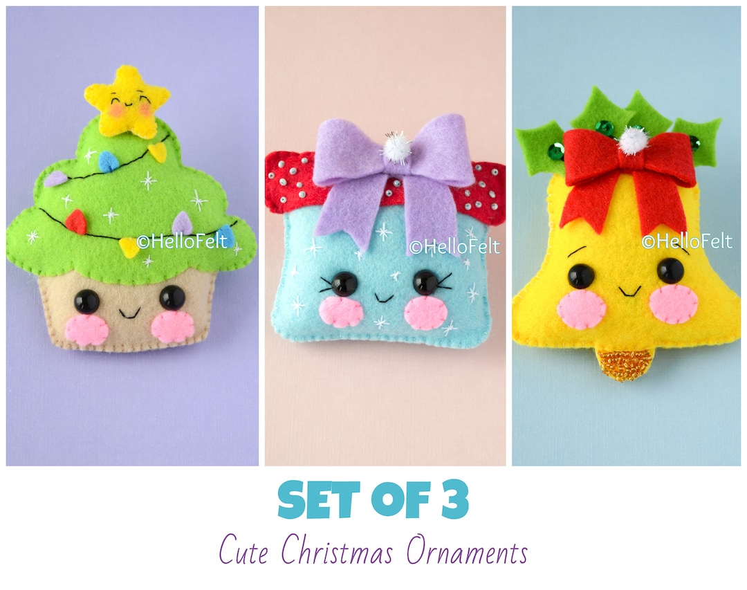PDF PATTERN: Set of 3. Felt Christmas Cupcake, Felt Christmas Gift ...