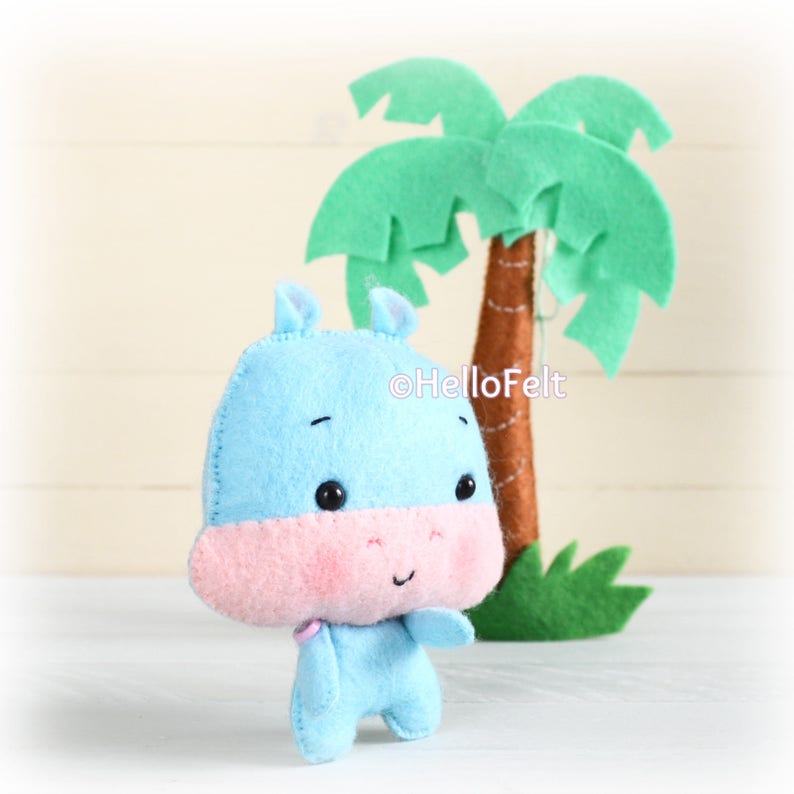PDF PATTERN: Hippo and Palm Tree. Felt Jungle Animal Hippo | Etsy