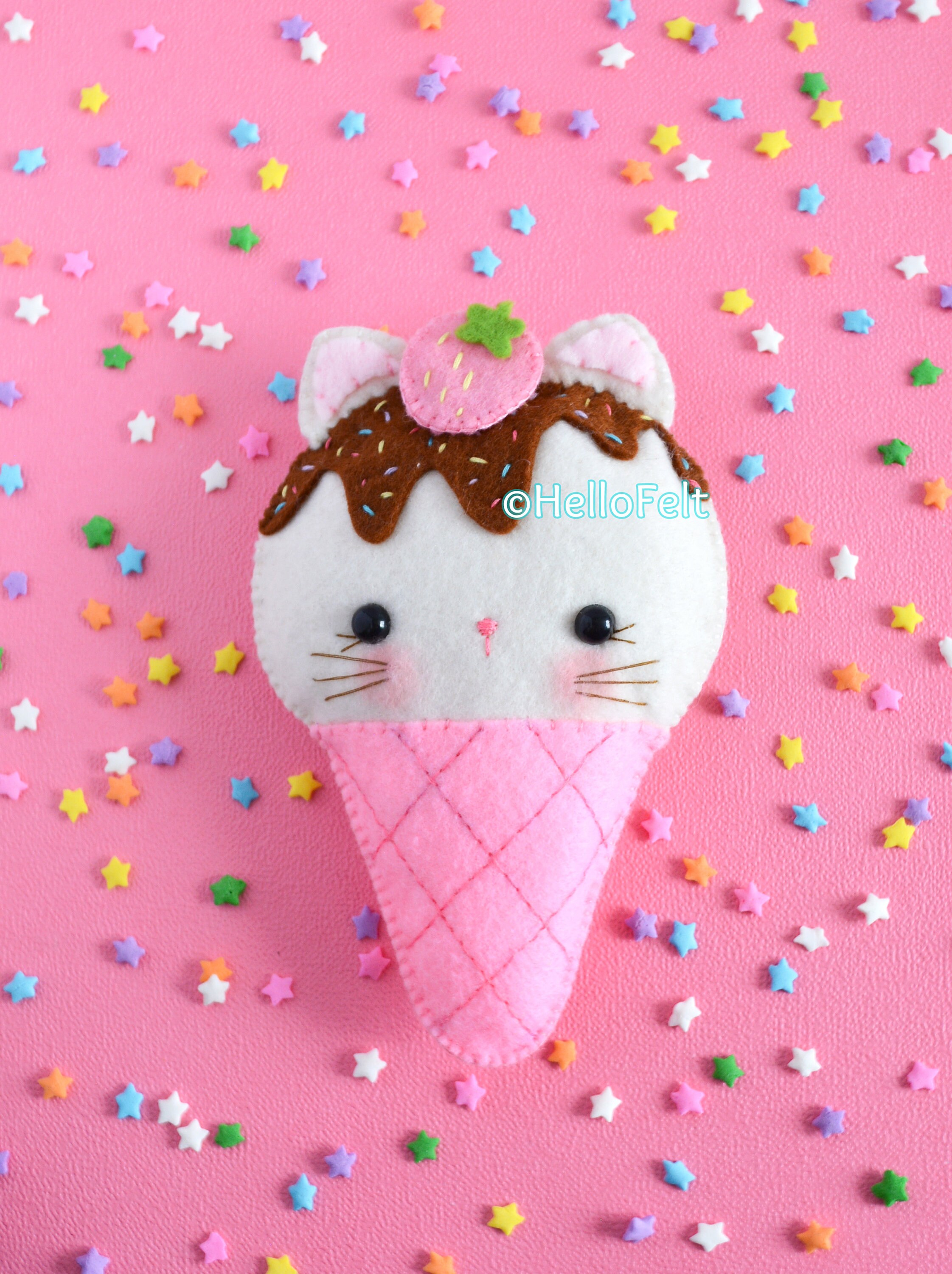 PDF PATTERN: Felt Ice Creams, Bear, Kitty, Bunny. Felt Doll Pattern ...