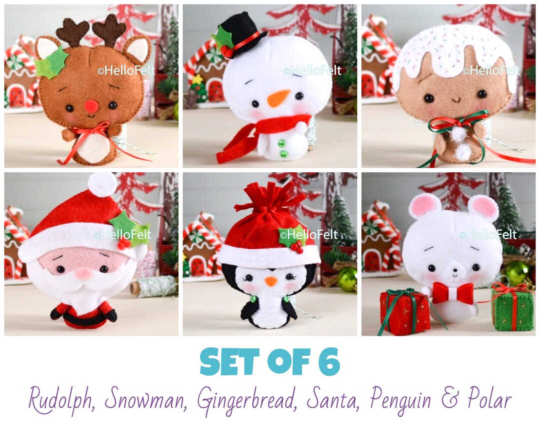 PDF PATTERN: Set of 6 - Santa, Snowman, Gingerbread Man, Rudolph ...