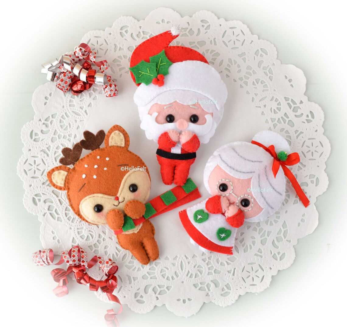 PDF SVG PATTERN: Set of 3 Felt Santa Felt Rudolph Felt - Etsy