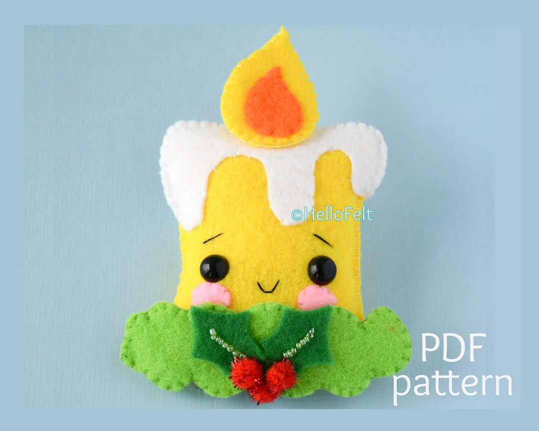 PDF PATTERN: Cute Christmas Candle. Felt Christmas Ornaments Pattern ...