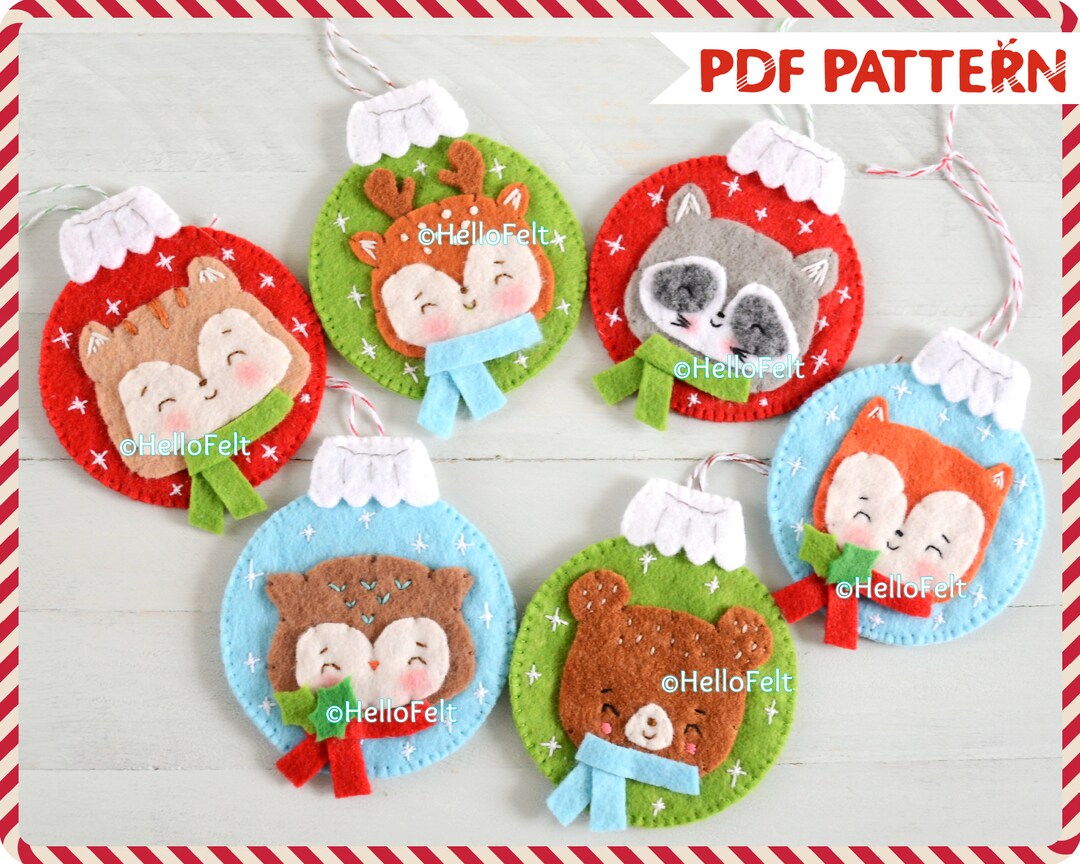 PDF PATTERN: Woodland Christmas. Felt Christmas Ornaments Pattern. Tree ...