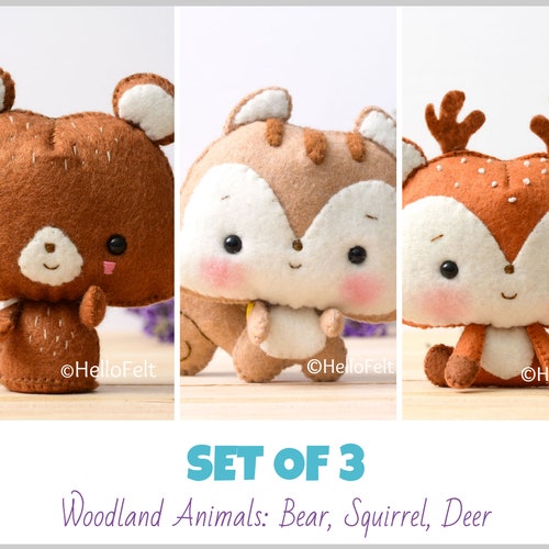 PDF PATTERN: Set of 3 Woodland Animals Fox Owl Raccoon | Etsy