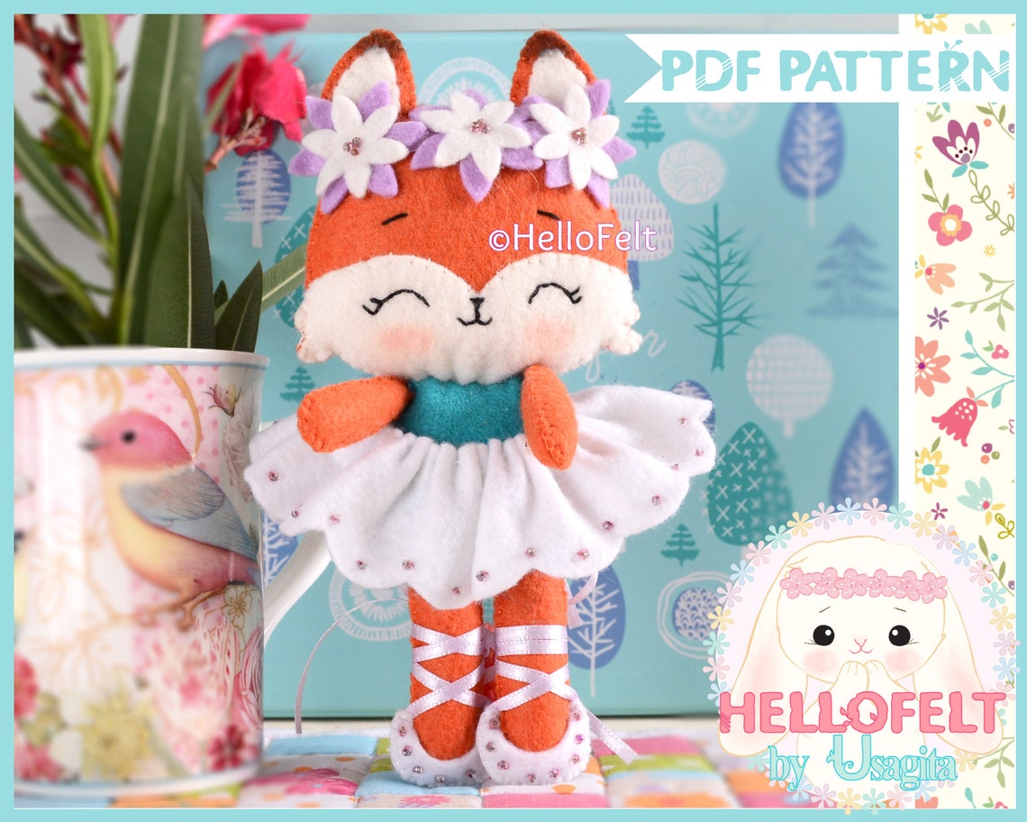 PDF PATTERN: Foxy Ballerina. Felt Doll Fox Ballerina Sewing PDF Pattern ...