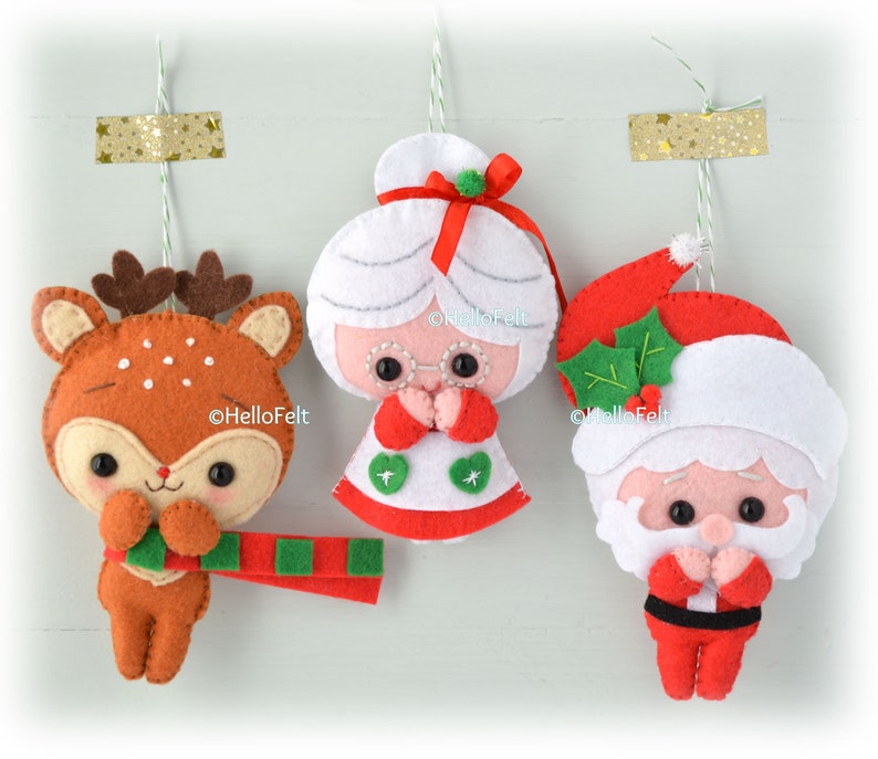 PDF SVG PATTERN: Set of 3 Felt Santa Felt Rudolph Felt - Etsy