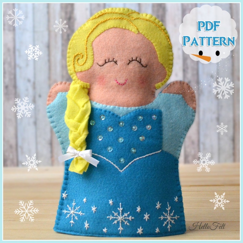PDF PATTERN: Felt Princess Hand Puppet, Instant Download, Felt Hand ...
