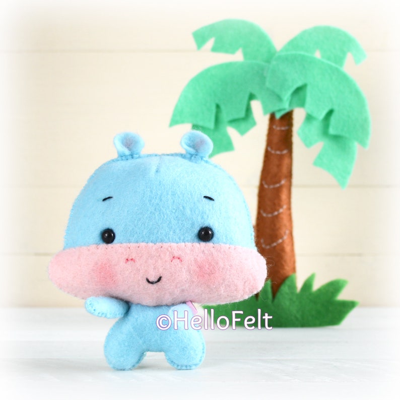 PDF PATTERN: Hippo and Palm Tree. Felt Jungle Animal Hippo - Etsy