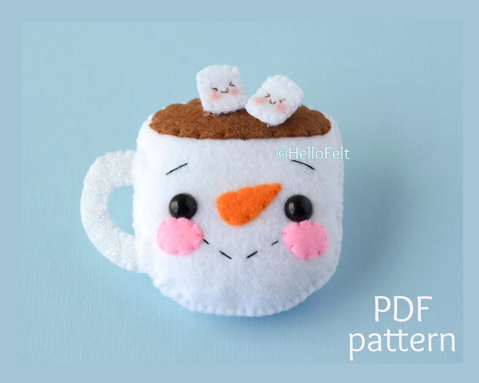 PDF PATTERN: Cute Christmas Mugs. Felt Christmas Ornaments Pattern ...