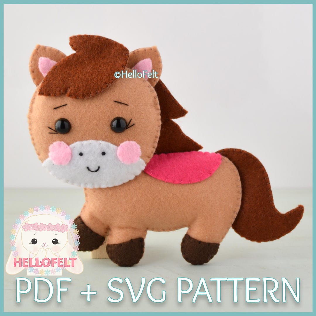 PDF & SVG PATTERN: Felt Cute Horse Pattern. Felt Farm Animals Plush. - Etsy