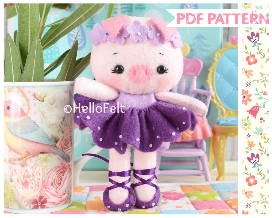 PDF PATTERN: Set of 4 Felt Ballerinas Doll Felt Doll Pattern - Etsy