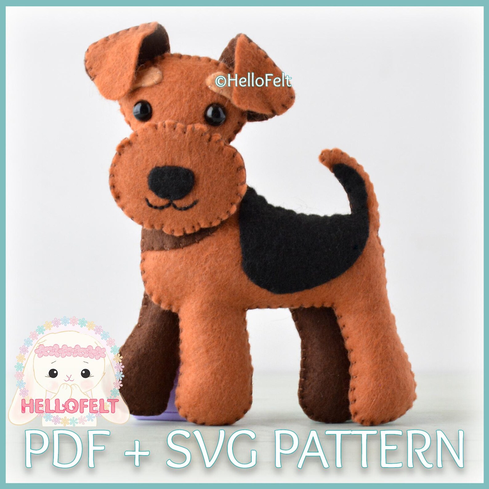 PDF & SVG PATTERN: Airedale Terrier Felt Dog Pattern. Felt Cute Dog. - Etsy