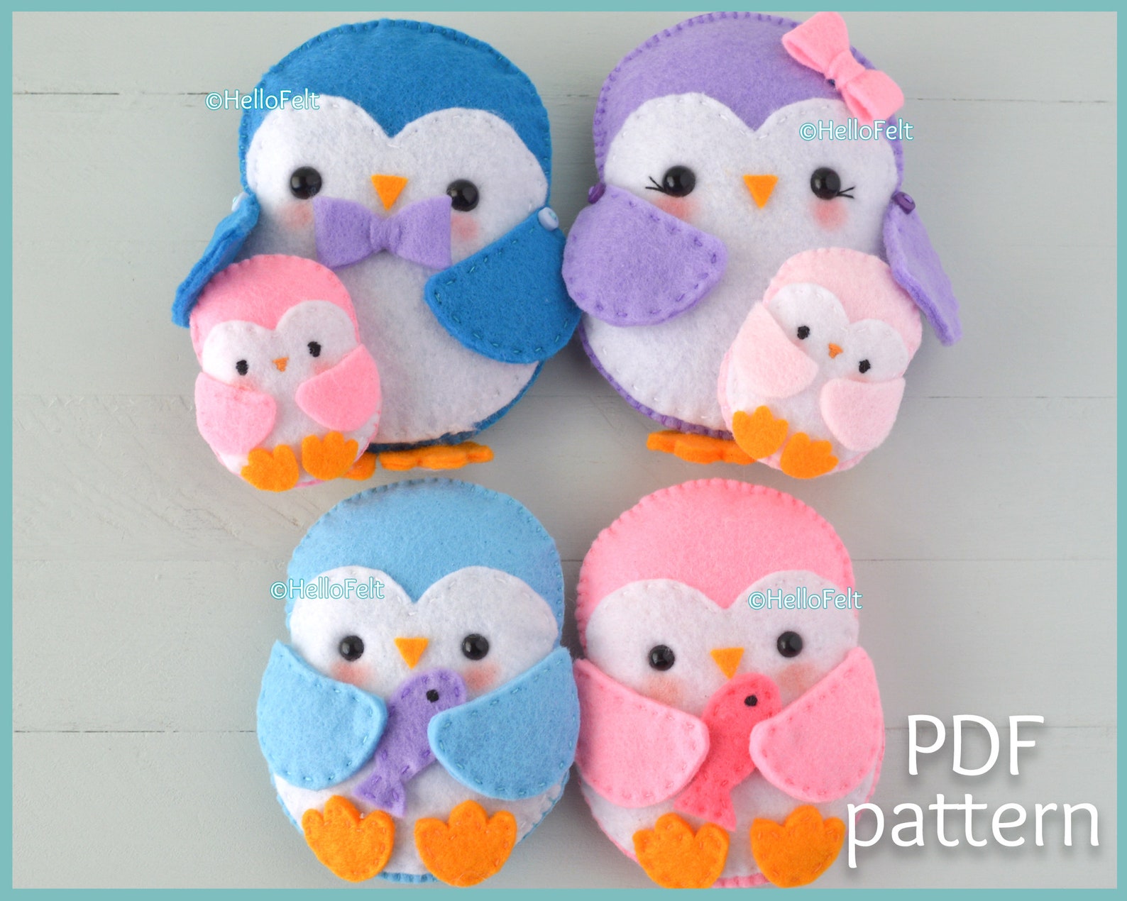 PDF PATTERN: Penguin Family. Felt Ornaments Pattern. Felt | Etsy