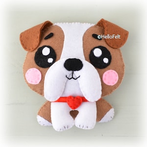 Felt Bulldog Sewing Pattern: Cute Dog, PDF & Svgfelt Dog Pattern. - Etsy