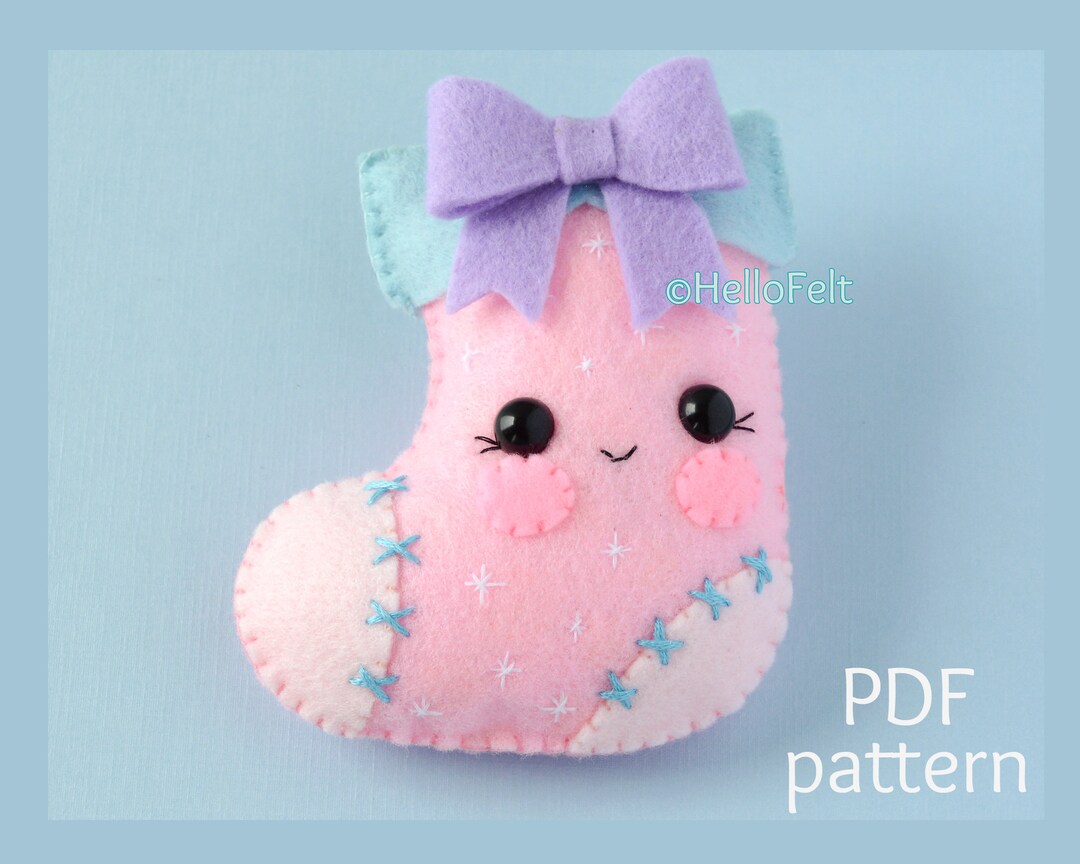 PDF PATTERN: Cute Christmas Stocking. Felt Christmas Ornaments Pattern ...