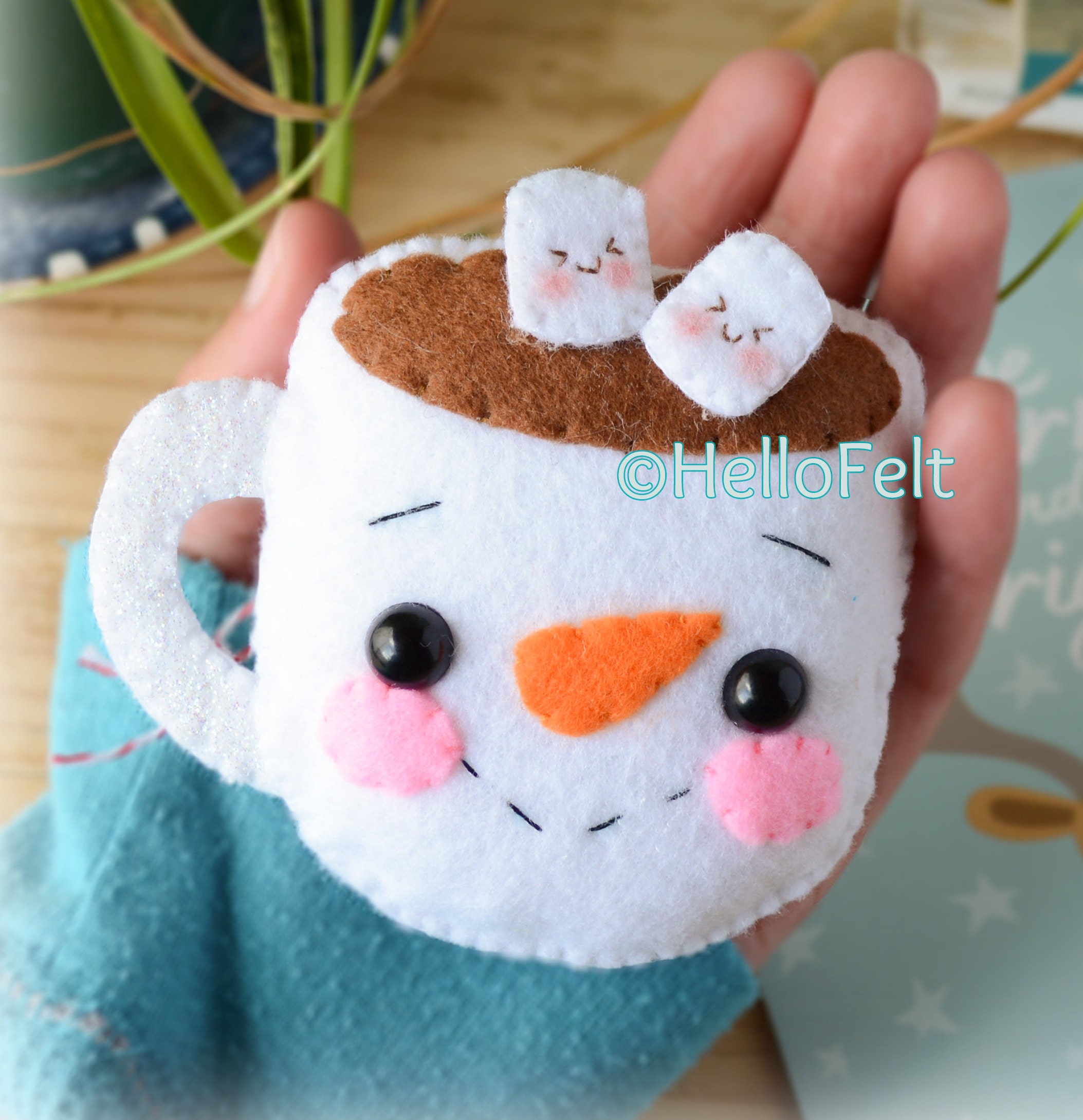 PDF PATTERN: Cute Christmas Mugs. Felt Christmas Ornaments Pattern ...