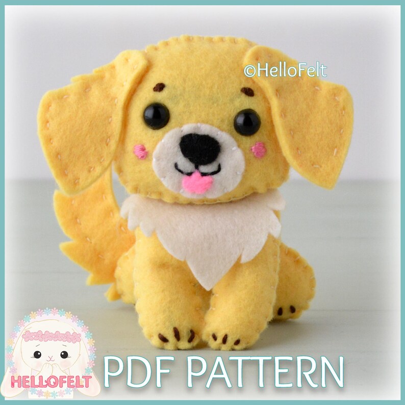 PDF PATTERN: Golden Retriever Felt Dog Pattern. Felt Cute Dog. - Etsy