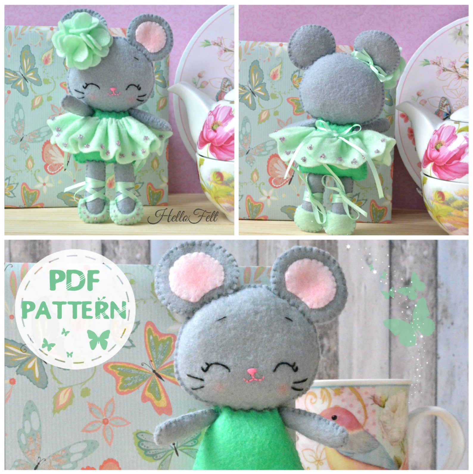 PDF PATTERN: Mausita Ballerina. Felt Ballerina Mouse Doll | Etsy