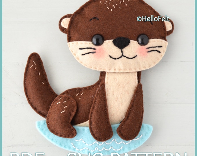 Felt Otter Pattern | Mother and Baby Plush Pattern | Cricut SVG Otter ...